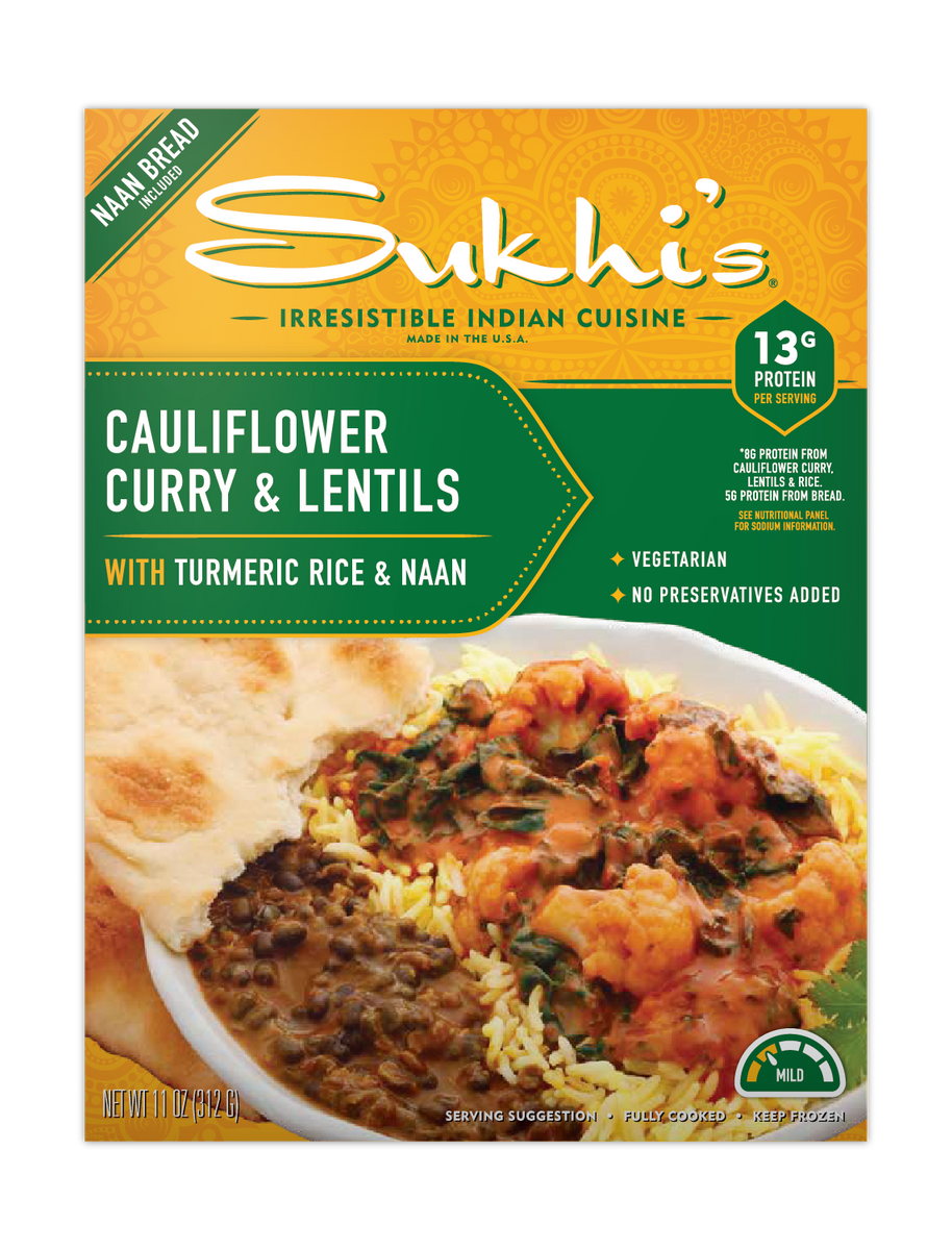 Sukhi's Indian Food | Cauliflower Curry & Lentil Frozen Meal Naan 11oz ...