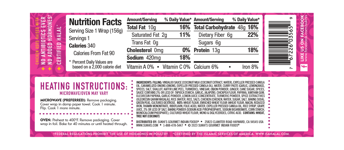 Chicken Vindaloo Wrap – Sukhi's Gourmet Indian Foods