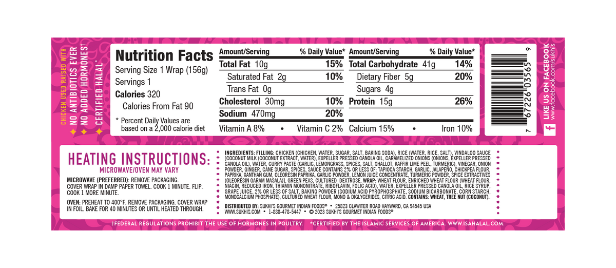 Chicken Vindaloo Indian Street Wrap – Sukhi's Gourmet Indian Foods