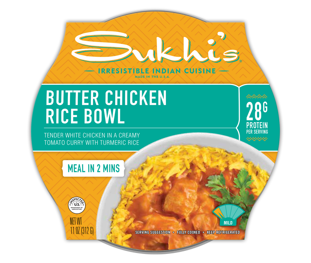 11 oz Butter Chicken Curry Rice Bowl Refrigerated – Sukhi's Gourmet ...