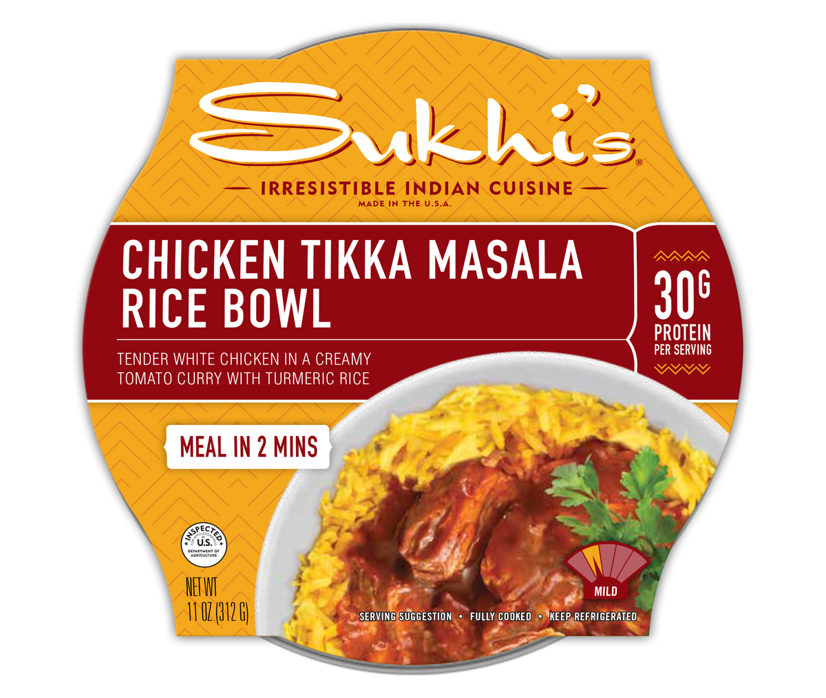 11 oz Chicken Tikka Masala Curry Rice Bowl Refrigerated – Sukhi's ...